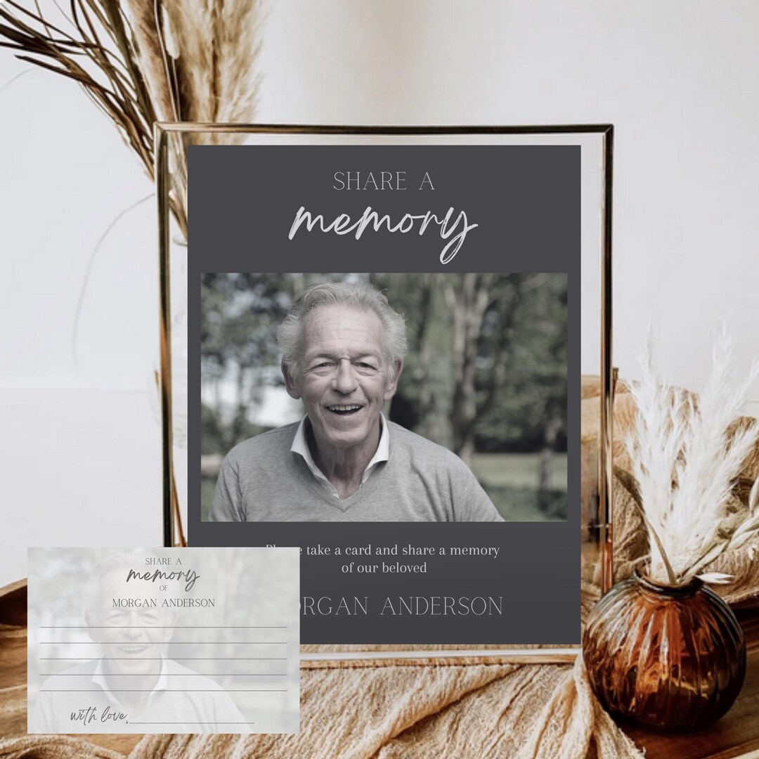 Editable Share a Memory Funeral Sign and Share a Memory Card Template ...
