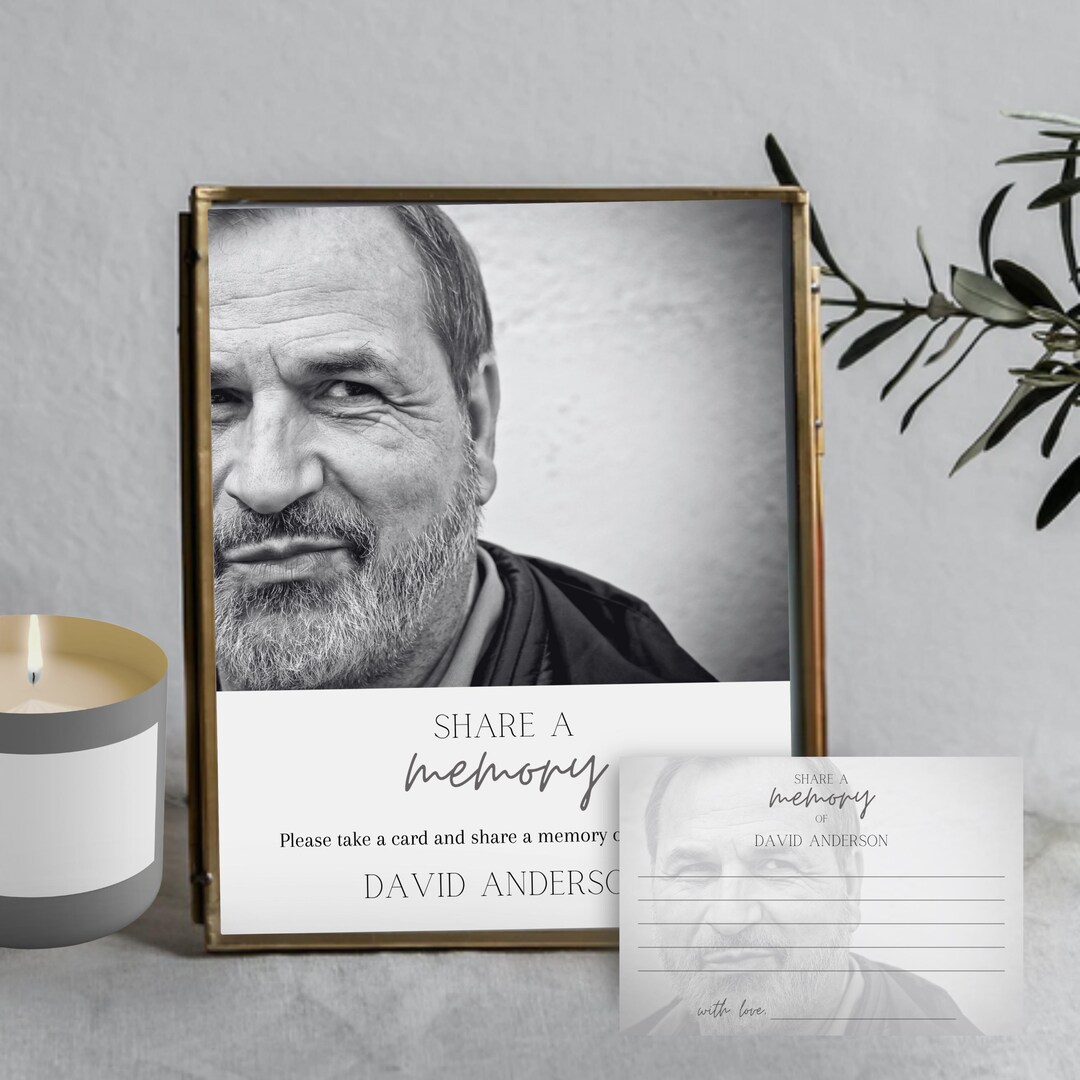 Editable Share a Memory Funeral Sign and Share a Memory Card Template ...