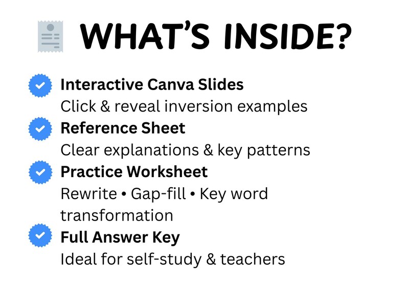 C1 Inversion Explained | Interactive Canva Slides + Worksheet & Answer ...
