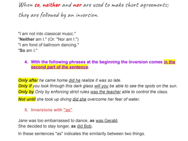 C1 Inversion Explained | Interactive Canva Slides + Worksheet & Answer ...