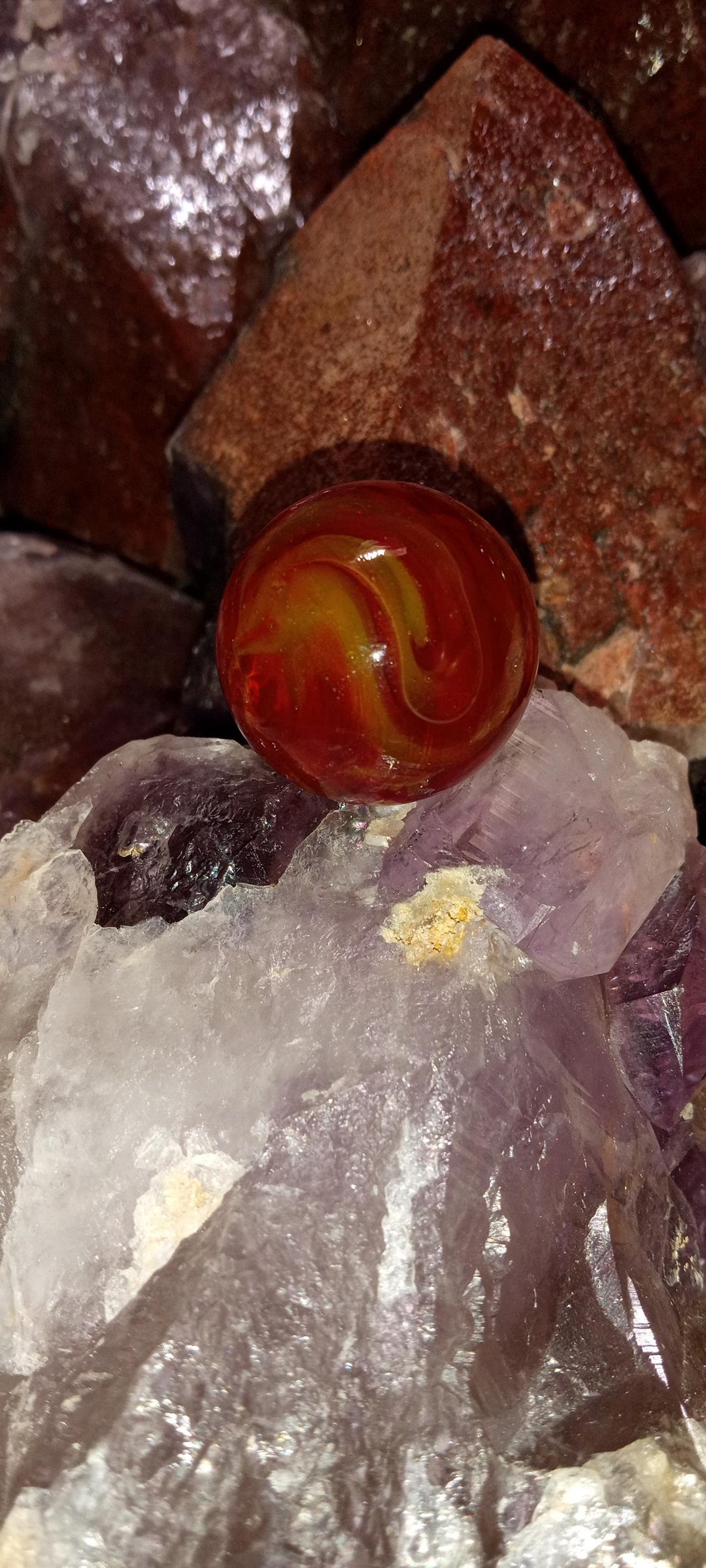 Fiery Red Agate Glass Marble - Etsy