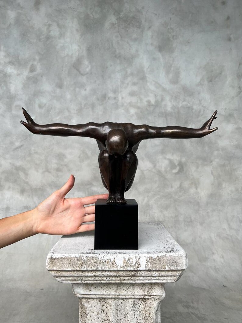 Statue of an Olympic Swimmer - Dark Bronze Finish - Etsy UK