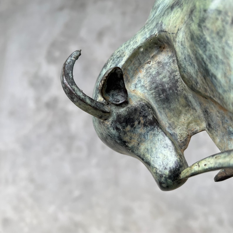 Cubist Bull Sculpture - Patinated Bronze on Base - Artistic Statement ...