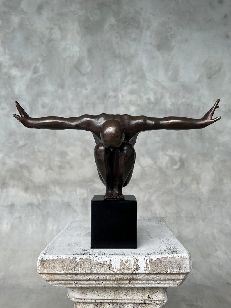 Statue of an Olympic Swimmer - Dark Bronze Finish - Etsy UK