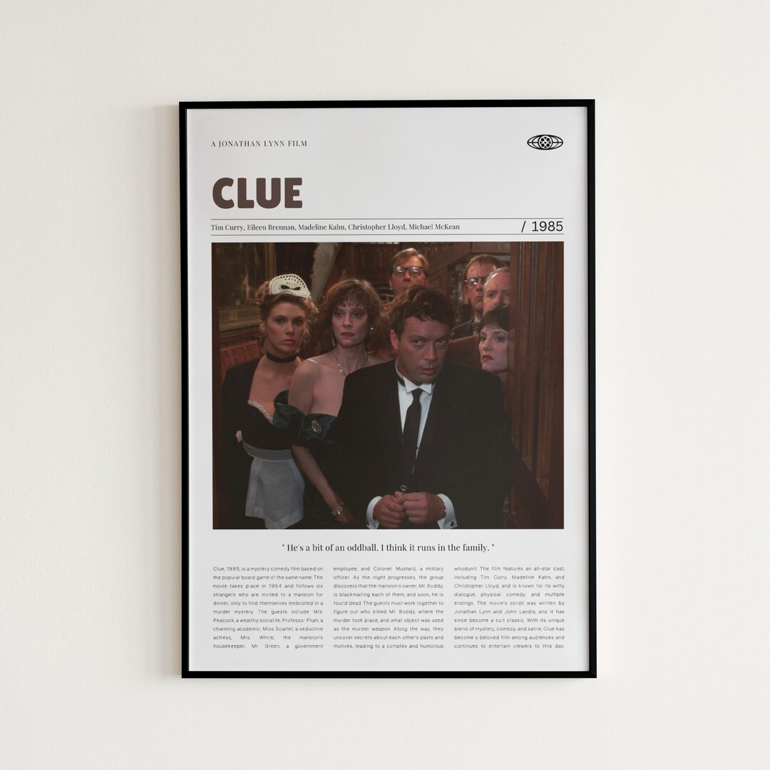 Clue, Jonathan Lynn, Retro Movie Poster, Custom Movie Poster Print - Etsy