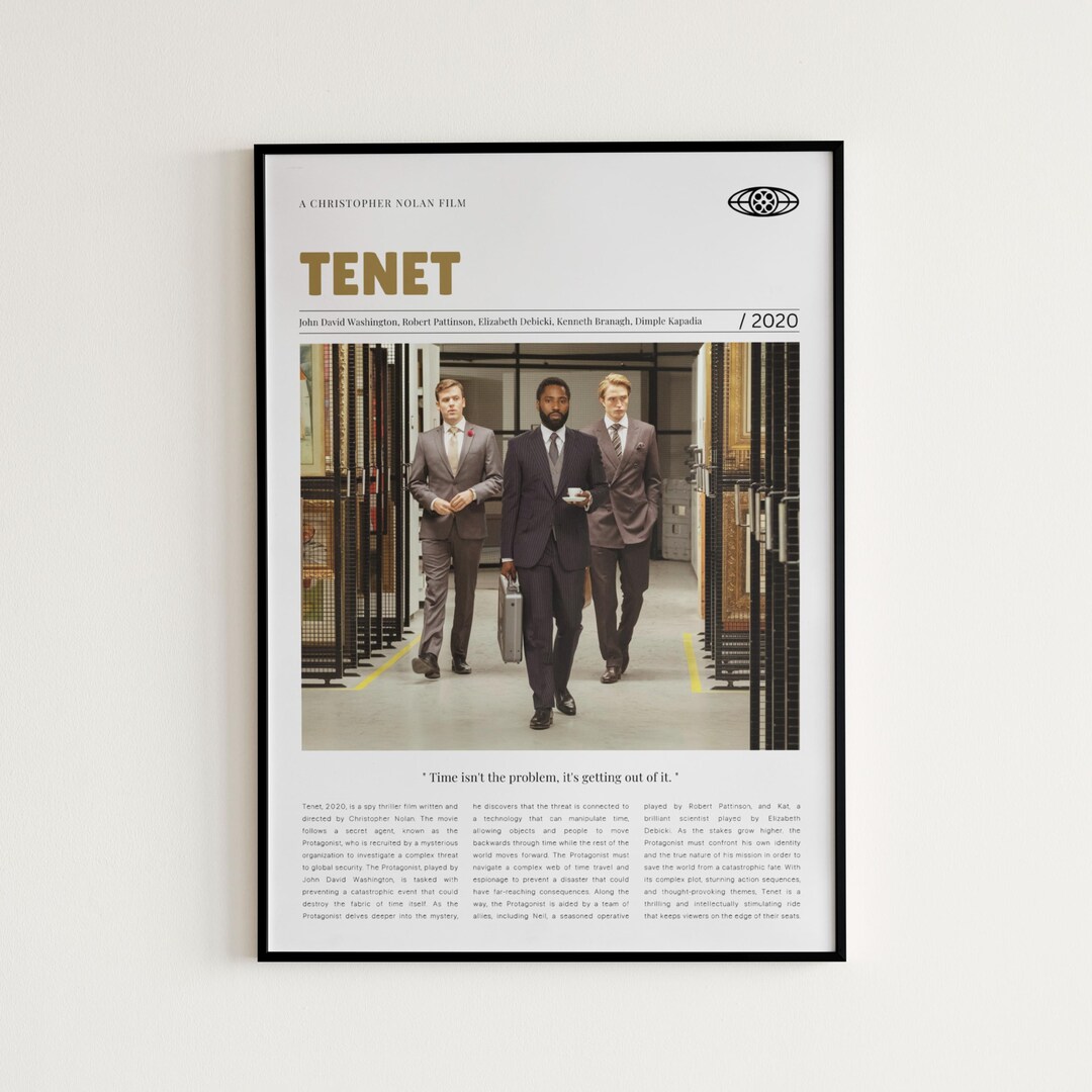 Tenet, Christopher Nolan, Retro Movie Poster, Custom Movie Poster Print ...