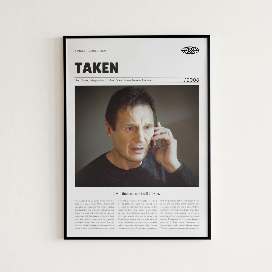 Taken Pierre Morel Retro Movie Poster Custom Movie Poster Print