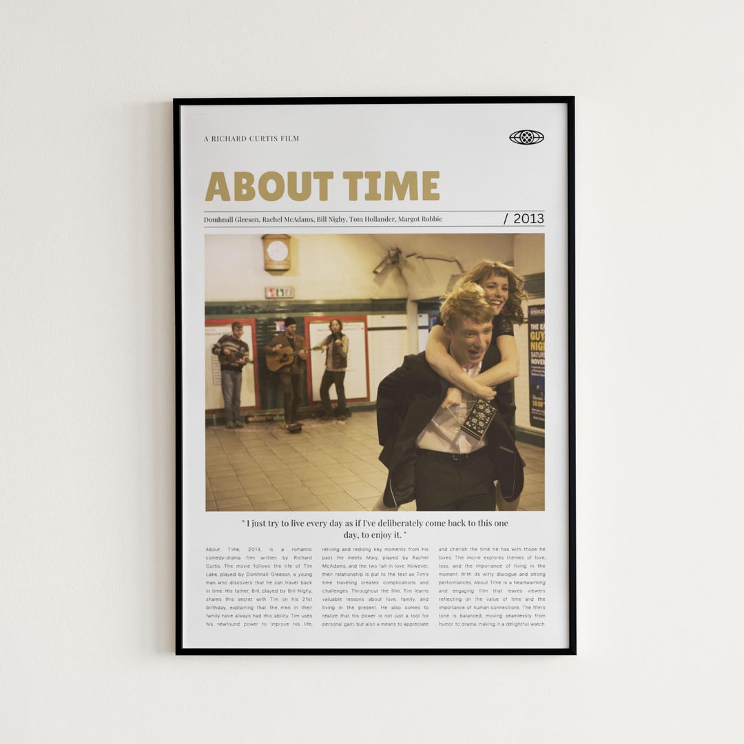 About Time, Richard Curtis, Retro Movie Poster, Custom Movie Poster ...