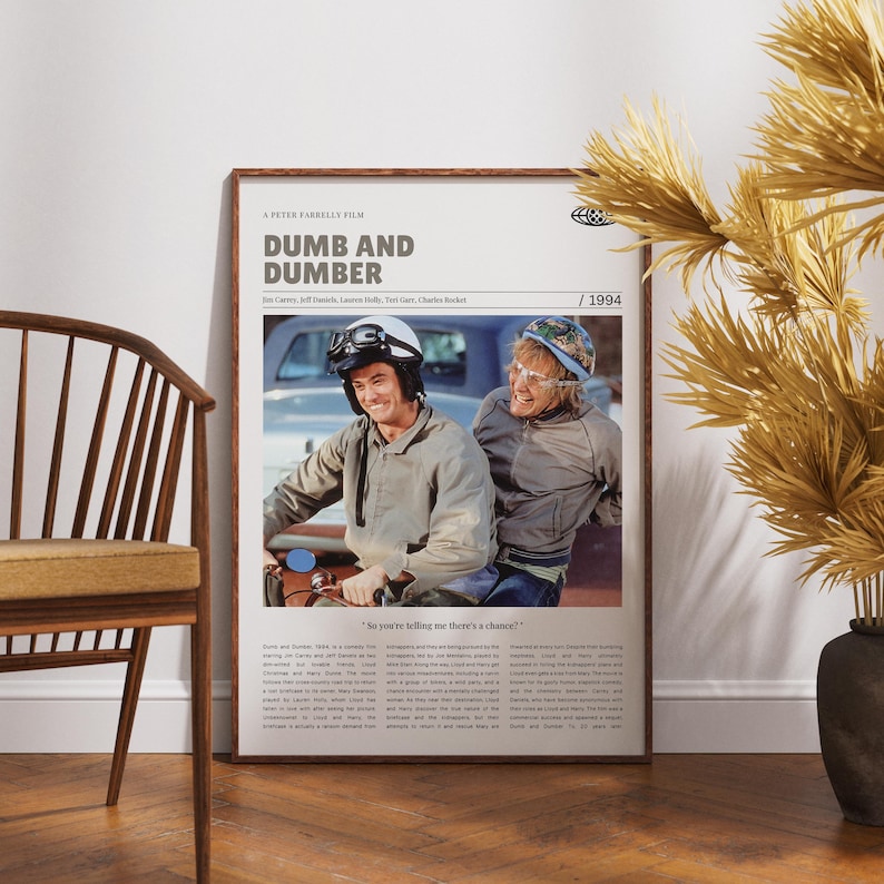 Dumb and Dumber, Peter Farrelly, Retro Movie Poster, Custom Movie ...
