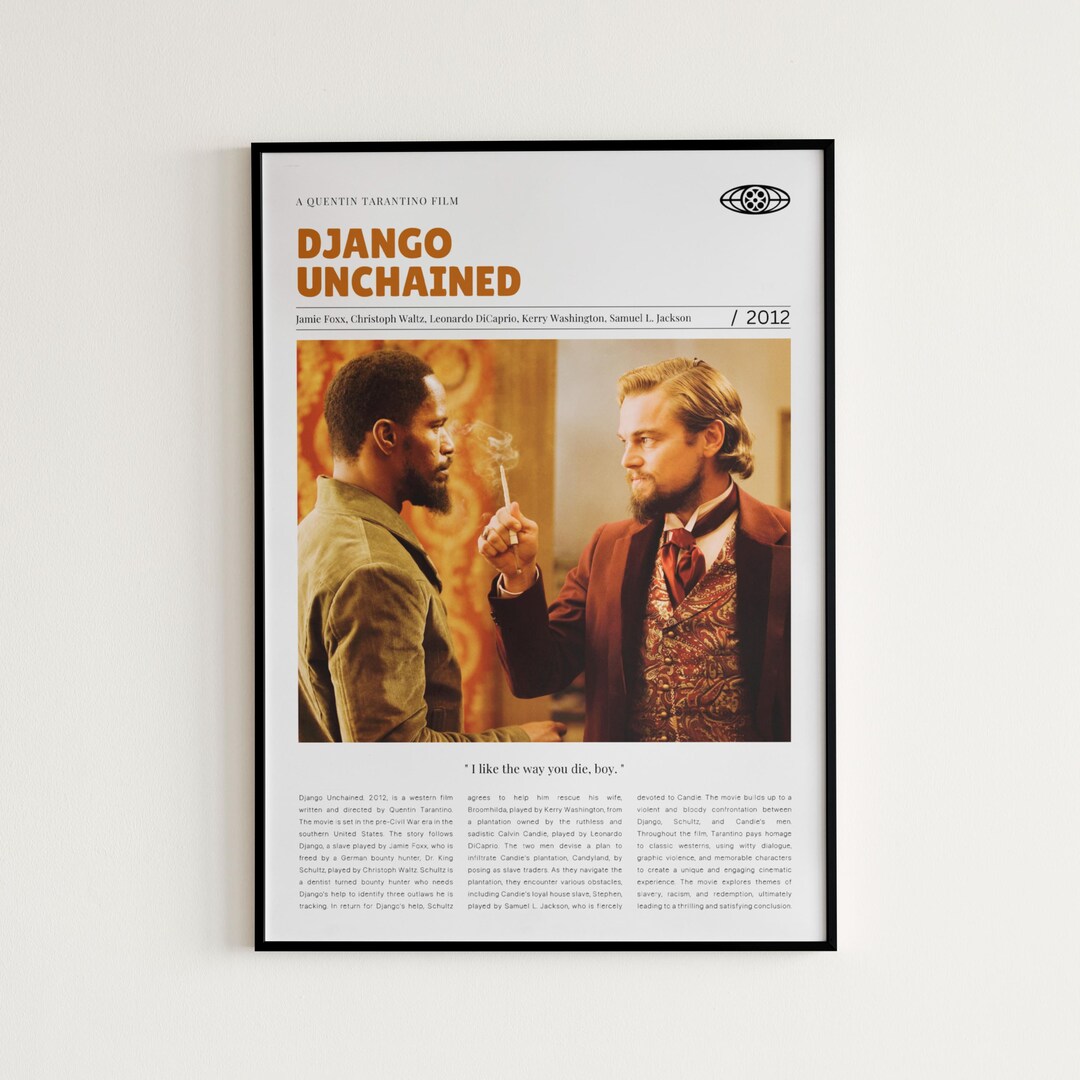 Django Unchained, Quentin Tarantino, Retro Movie Poster, Custom Movie ...