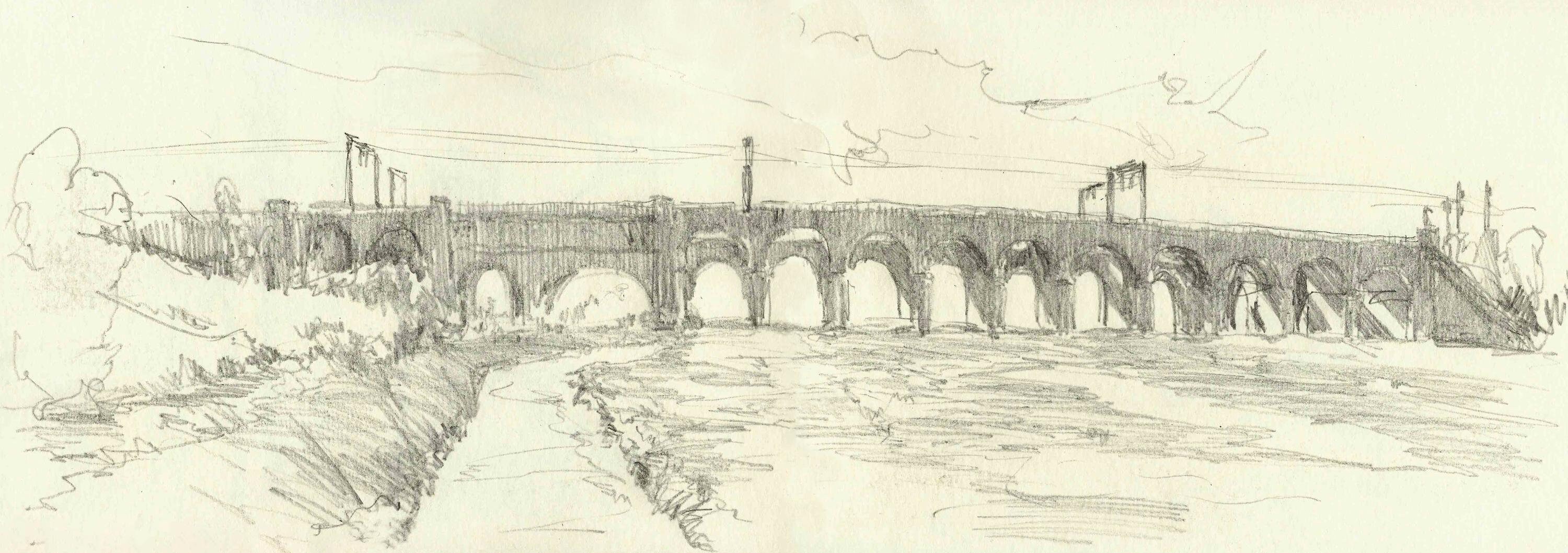 Victorian Railway Viaduct Over River Valley. Landscape Drawing. - Etsy