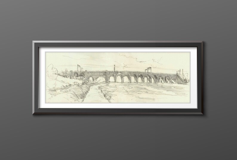 Victorian Railway Viaduct Over River Valley. Landscape Drawing. - Etsy