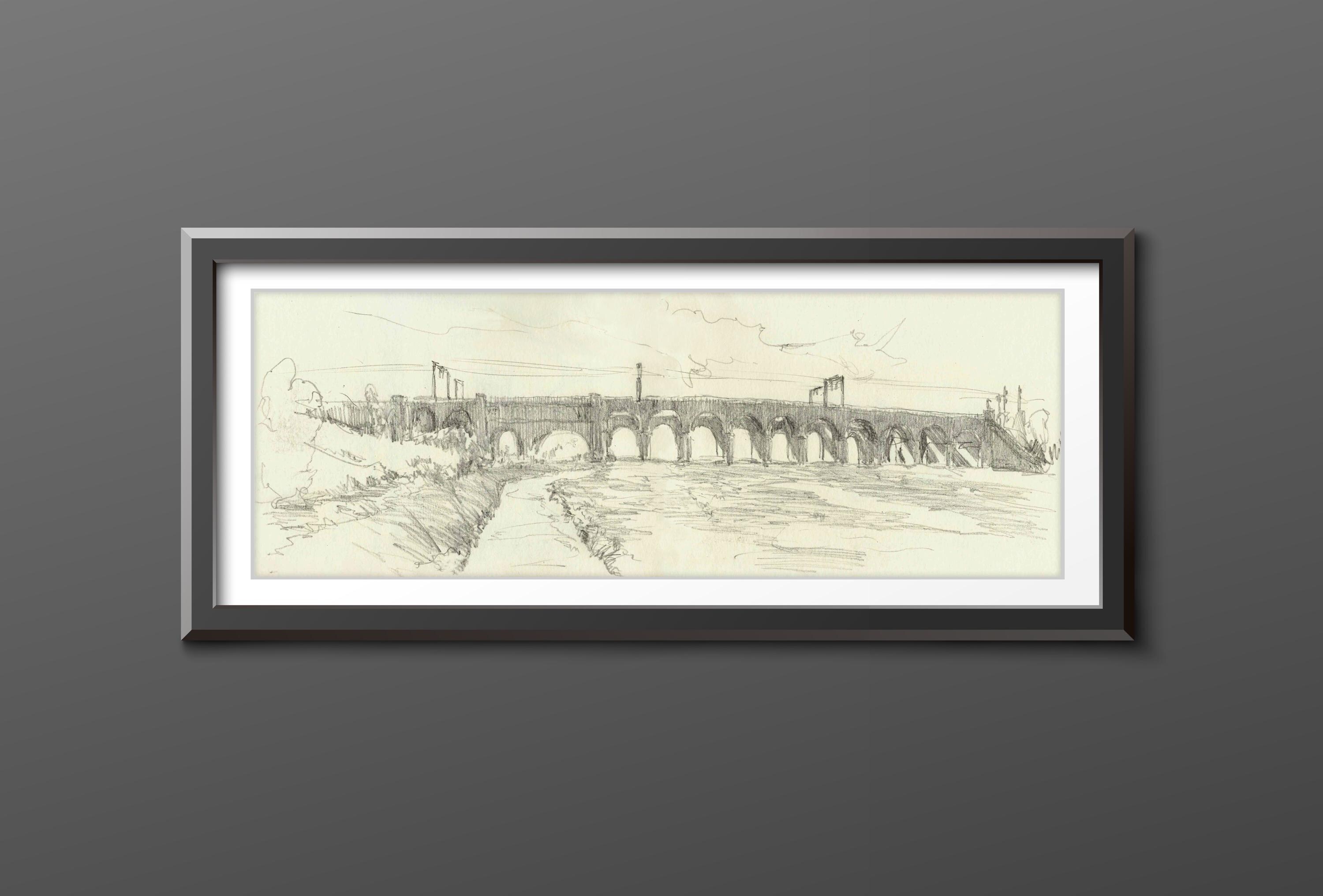 Victorian Railway Viaduct Over River Valley. Landscape Drawing. - Etsy