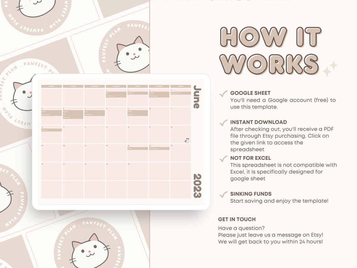 To-do List and Calendar Planner Brown Version Cat Icon Google Sheets ...