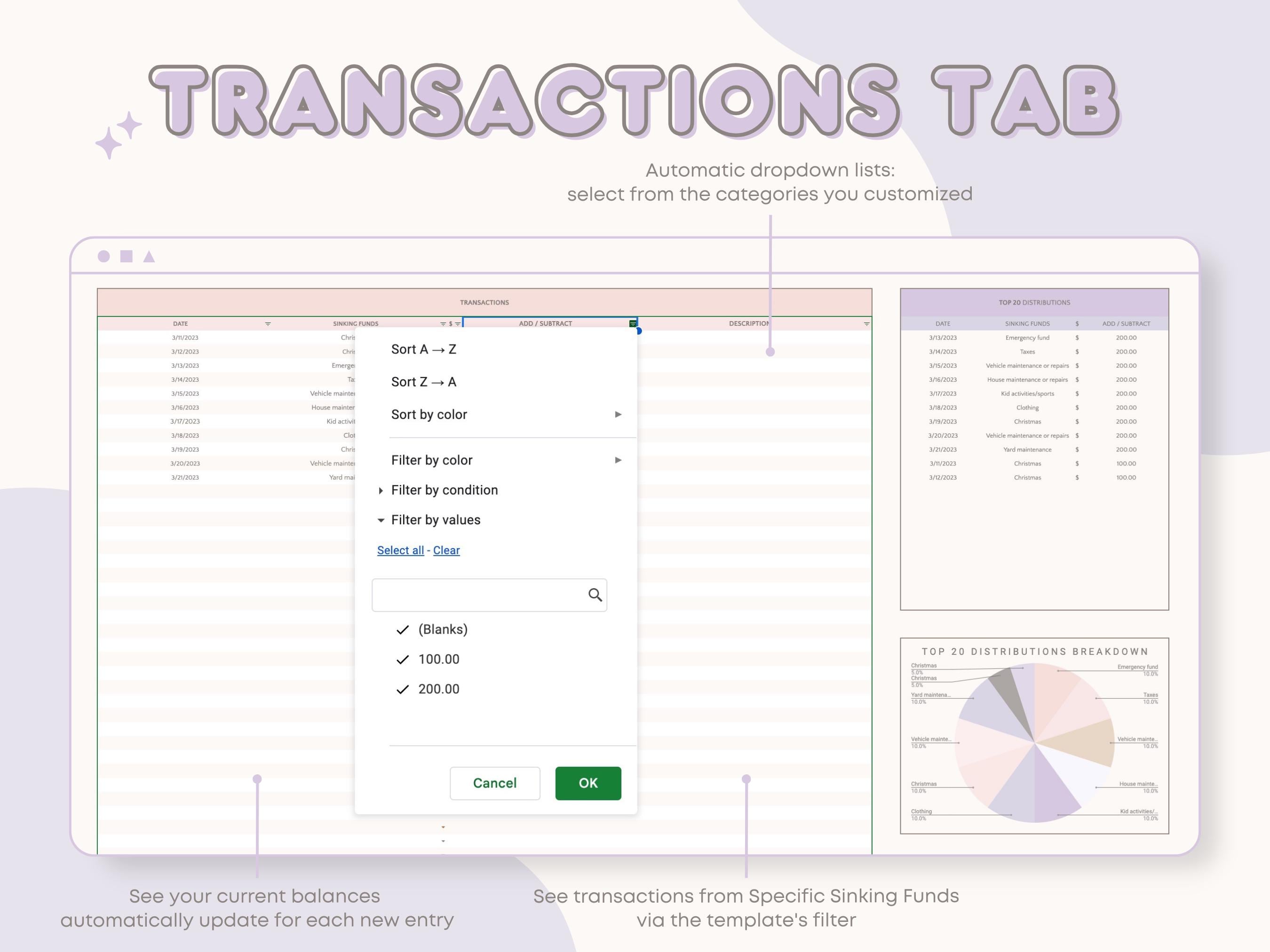 Sinking Funds Tracker Spreadsheet Financial Template for Google Sheets ...