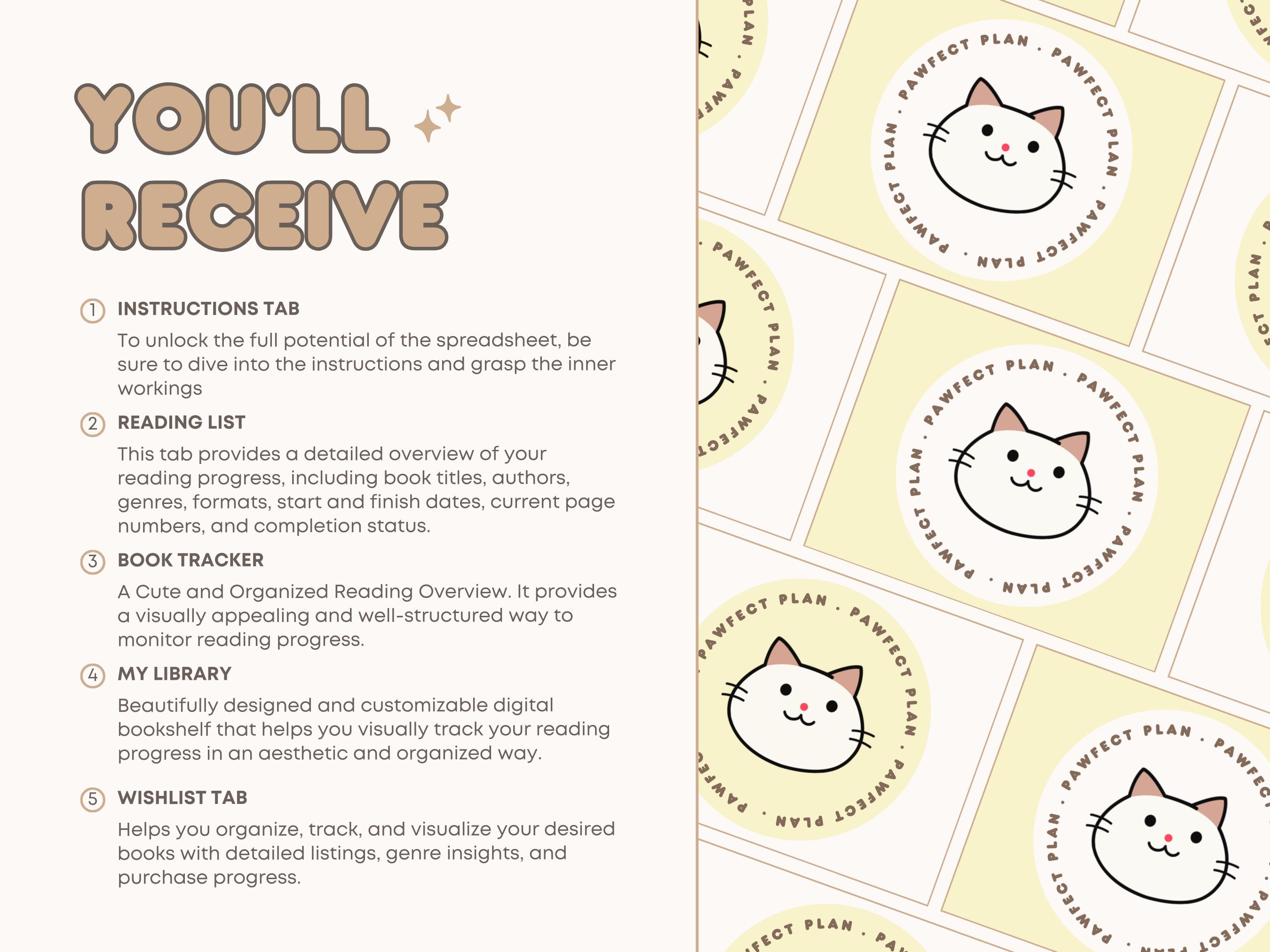 Book Tracker Cat Version Green Reading Planner Book List Organizer ...