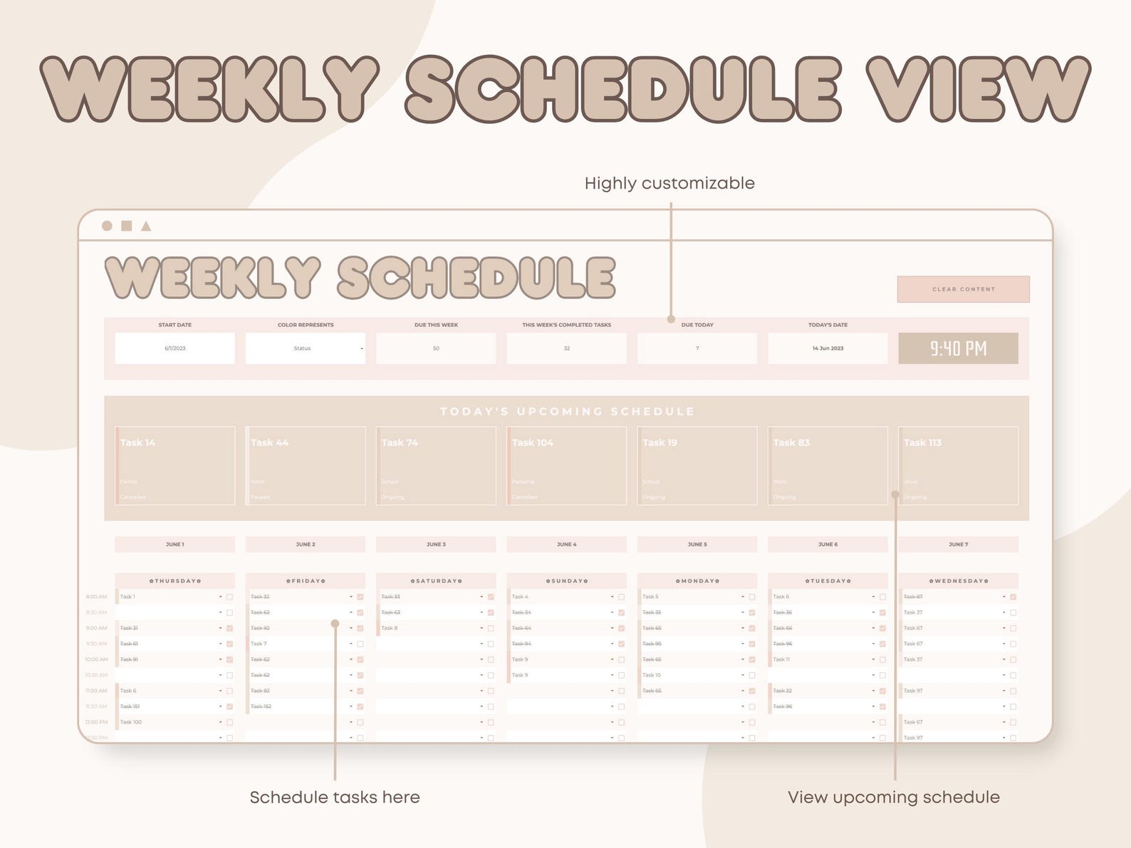 To-do List and Calendar Planner Brown Version Cat Icon Google Sheets ...