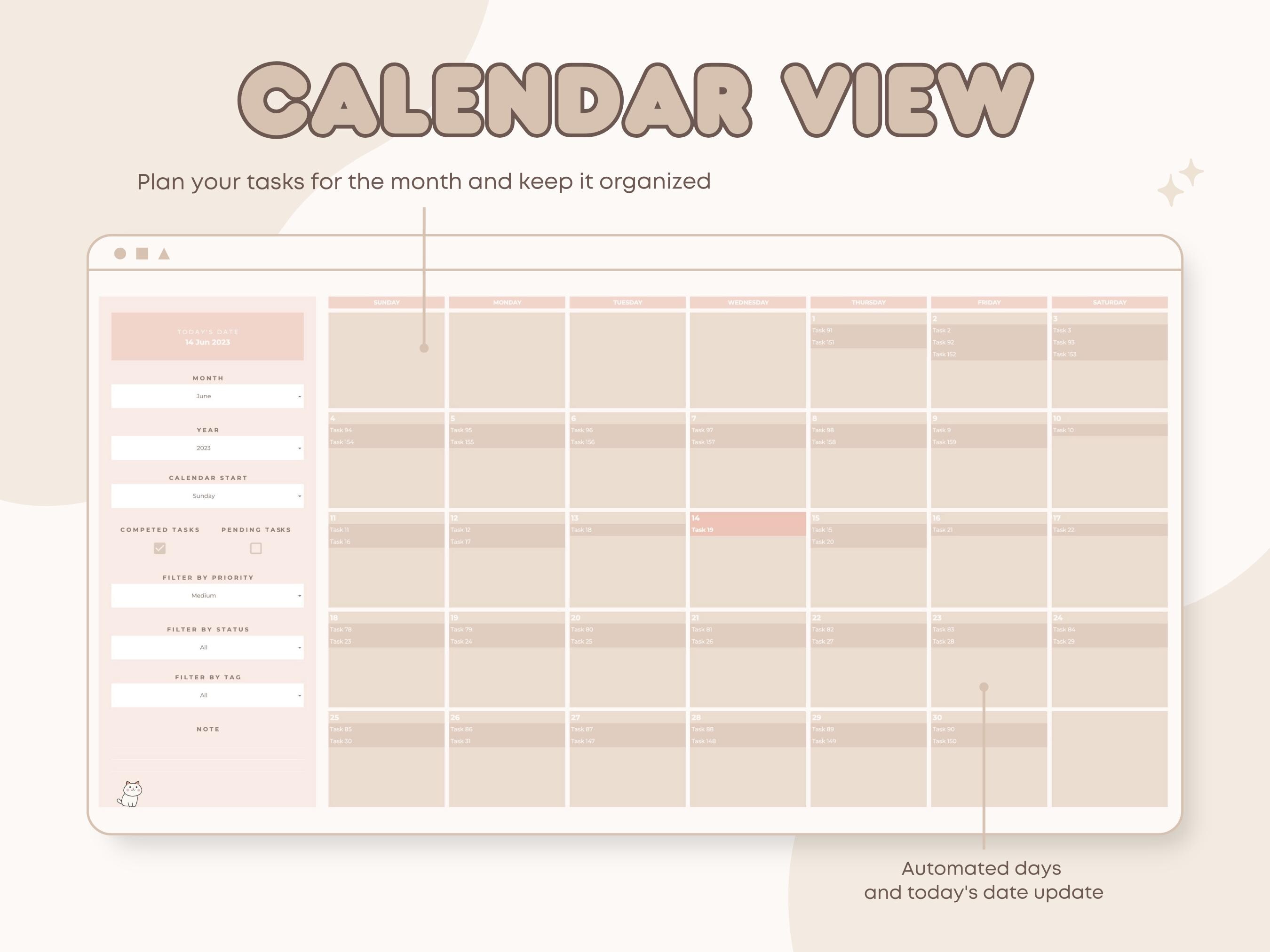 To-do List and Calendar Planner Brown Version Cat Icon Google Sheets ...
