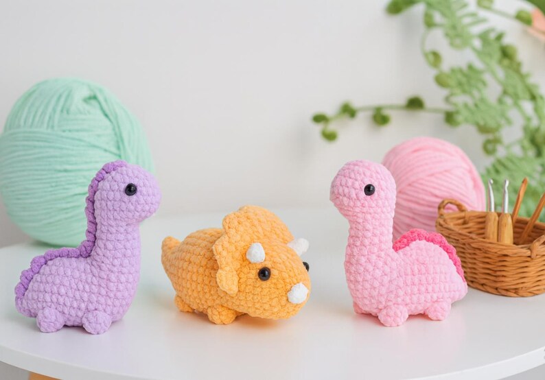 Dinosaur Jurassic World No Sew Crochet Pattern Bundle, Triceratops ...