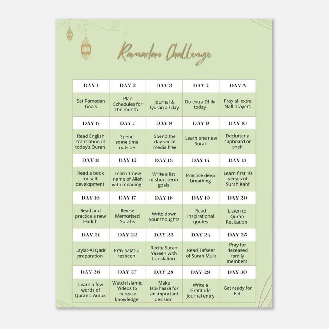 30 Days Ramadan Challenge, Ramadan Planner, Ramadan Calendar ...