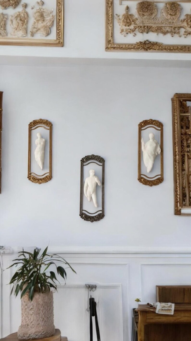 Set of 3 Modern Wall Sculptures With Frames – Elegant Art Decor for ...