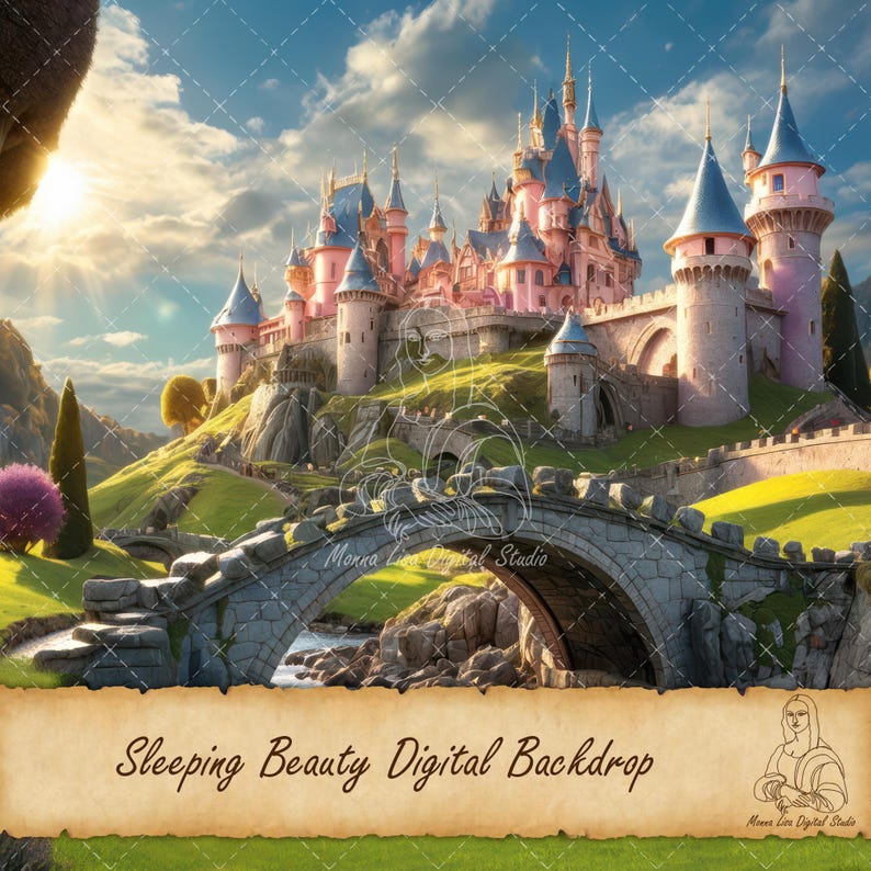 Sleeping Beauty Castle Digital Background, Princess Backdrop, Fairytale ...