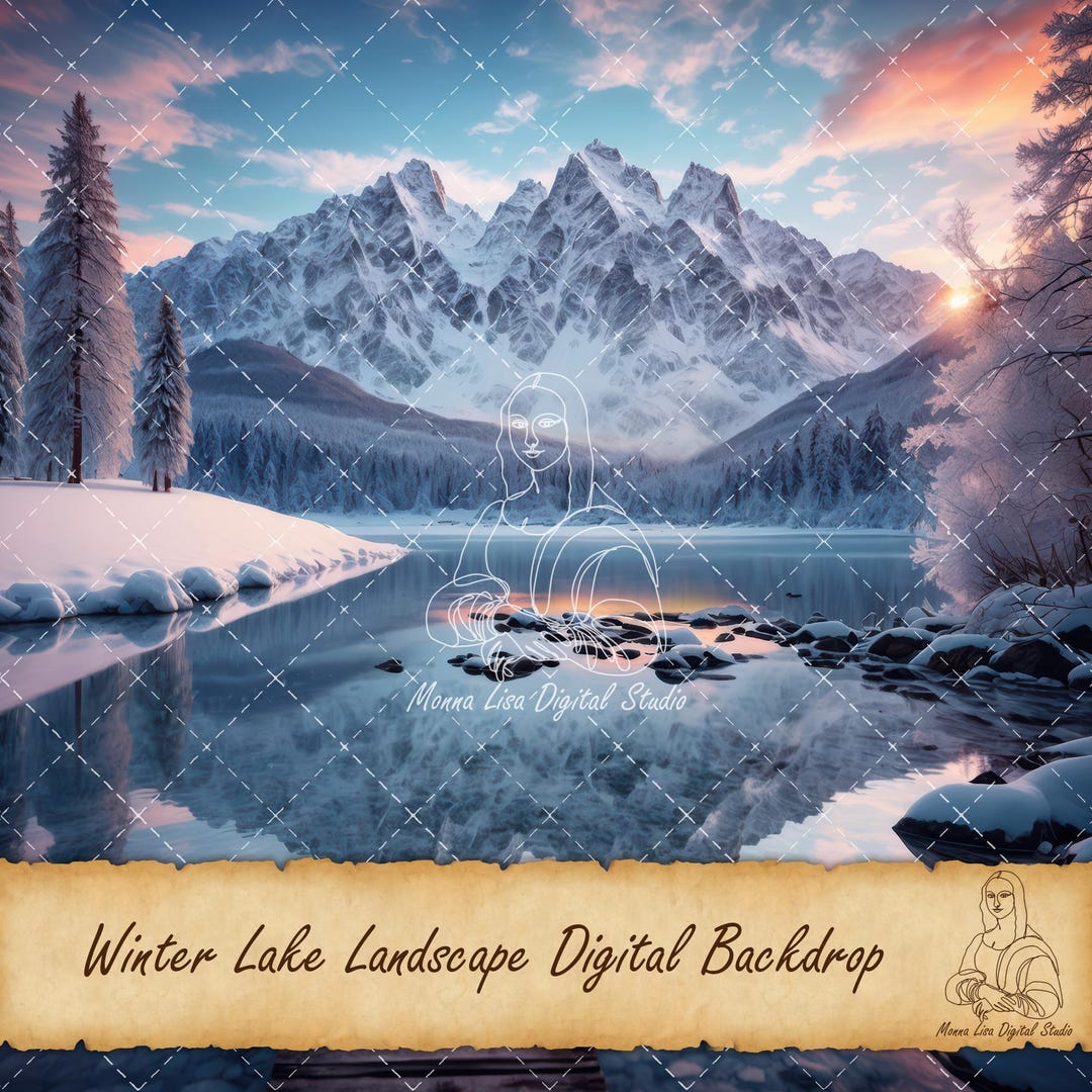 Winter Digital Background, Frozen Lake Backdrop, Landscape Photography ...