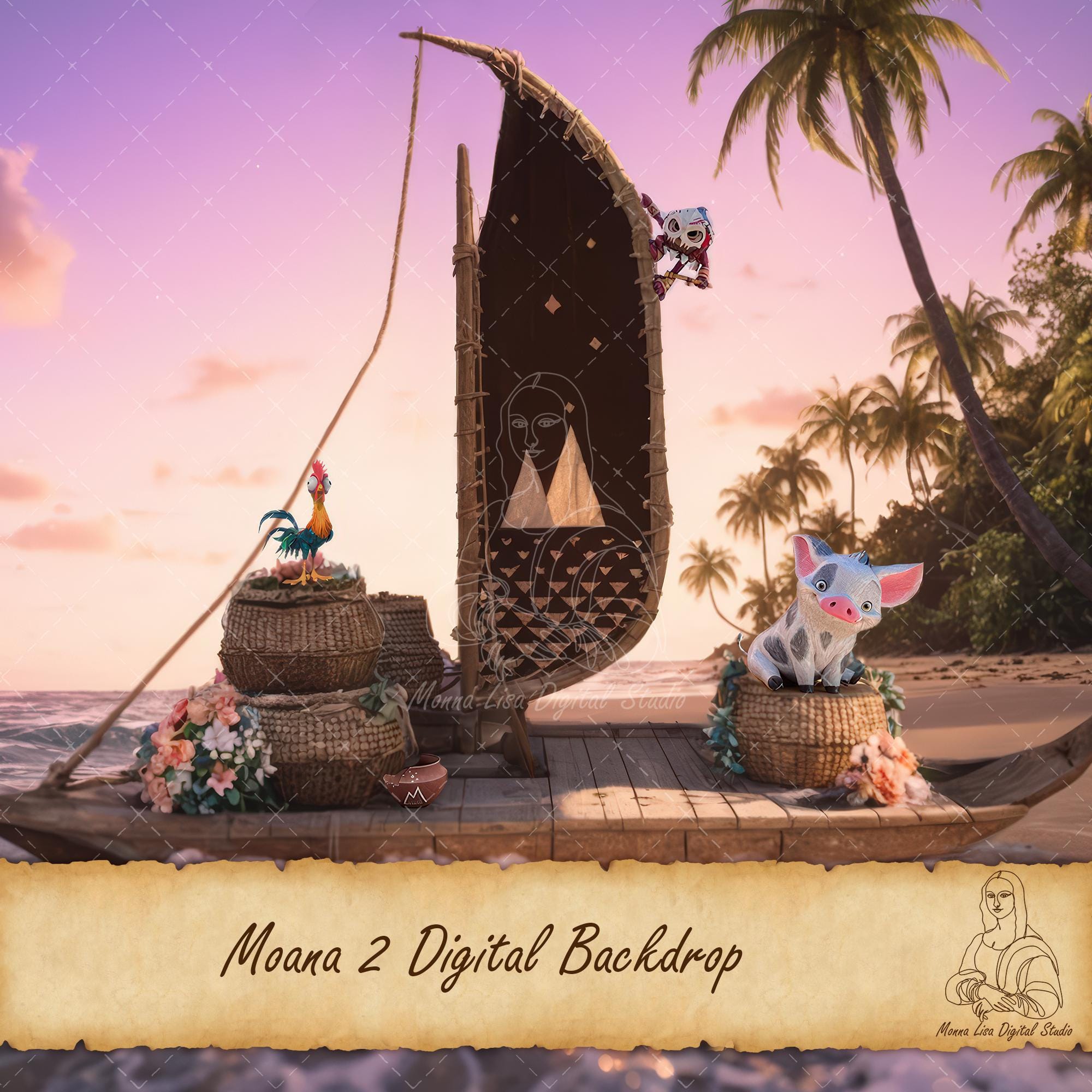 Moana 2 Digital Background, Princess Backdrop, Fairytale Photography ...