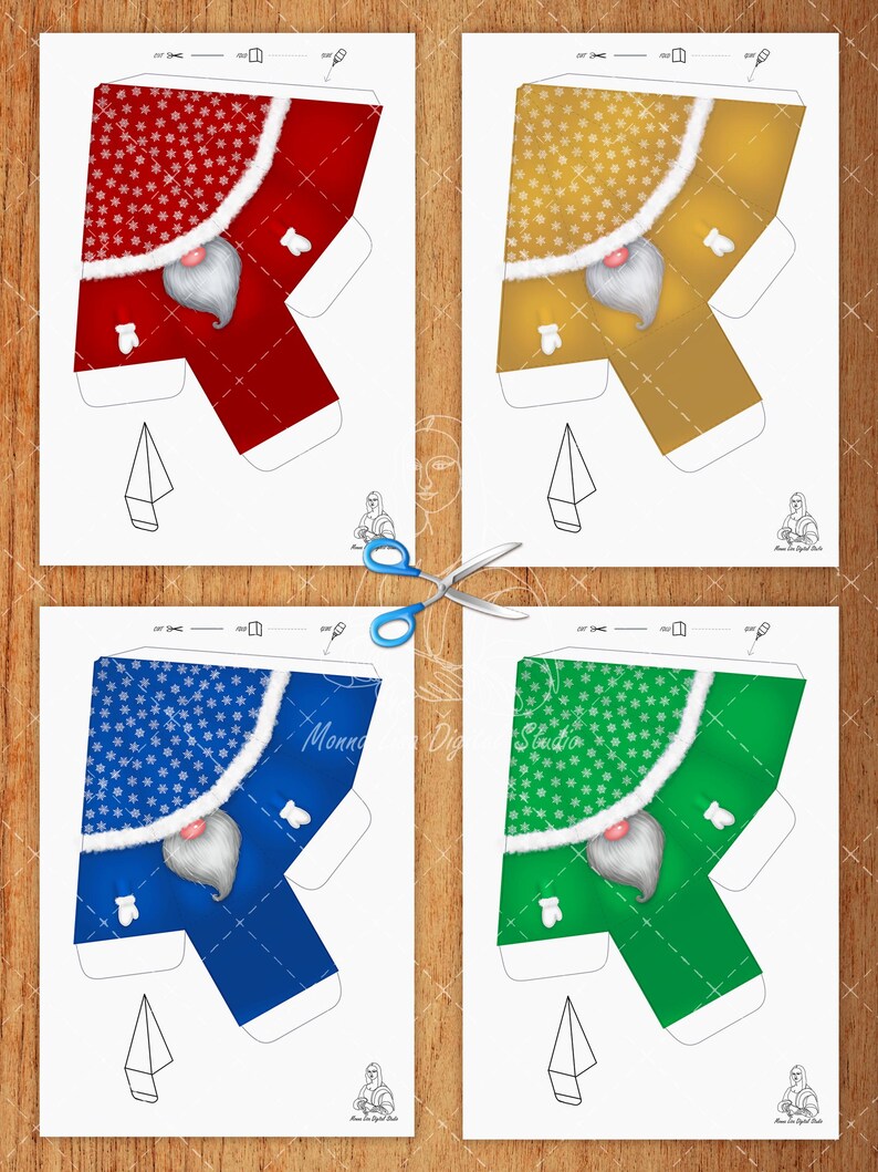 Printable Christmas Gnome Box, Gift Box, Digital Printable Template ...