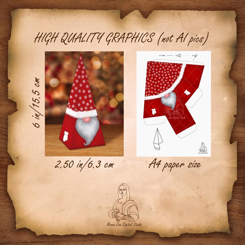 Printable Christmas Gnome Box, Gift Box, Digital Printable Template ...