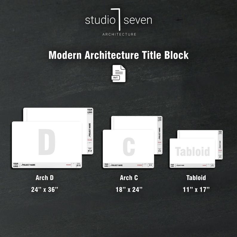 Modern Revit 2022 Title Block Template – Arch D • C • Tabloid ...