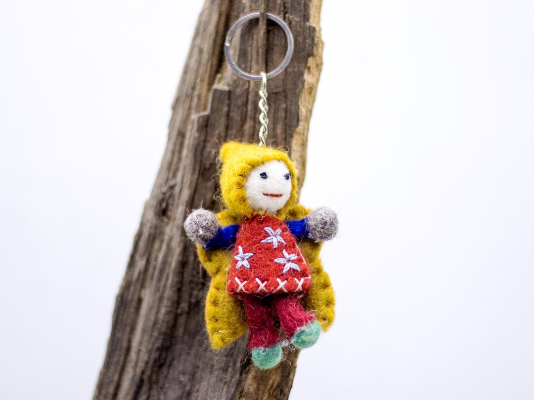 Handmade Felt Persian Red Color Fairy Keychain - Eco-friendly Wool Key ...