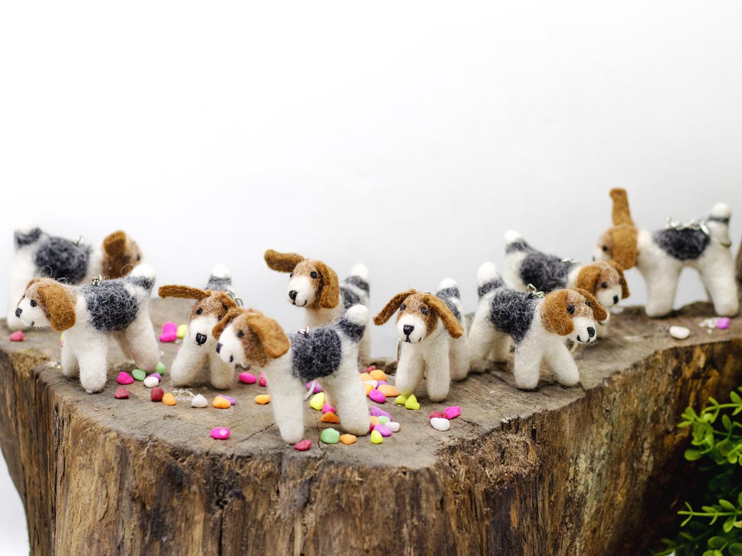 Handmade Felt Dog Keychain - Eco-friendly Wool Key Ring - Cute Animal ...
