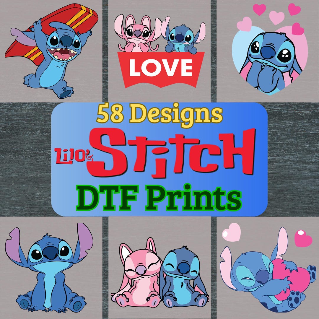 Disney Stitch DTF Transfers, Ready to Press, Lovely Stitch Couple ...