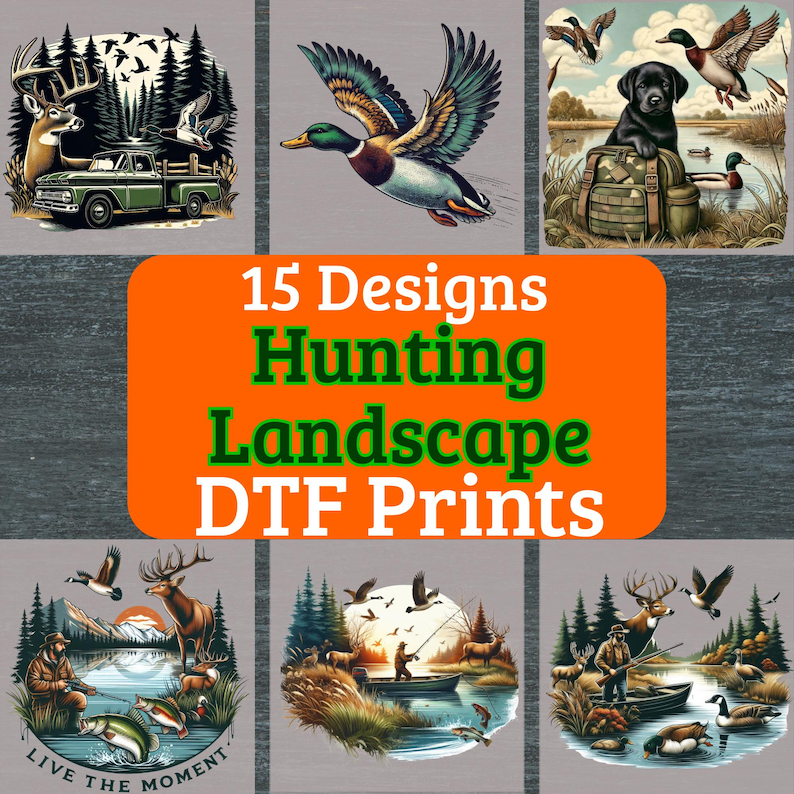 Hunting Landscape Clipart DTF Transfer, Ready to Press, Hunter Print ...