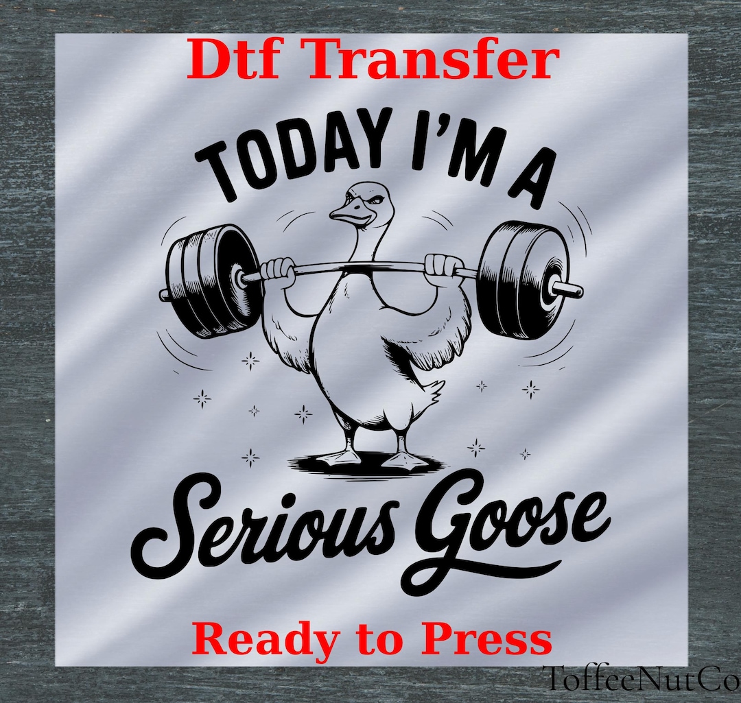 Serious Goose DTF Transfer, Ready to Press Workout Decal, Funny Animal ...
