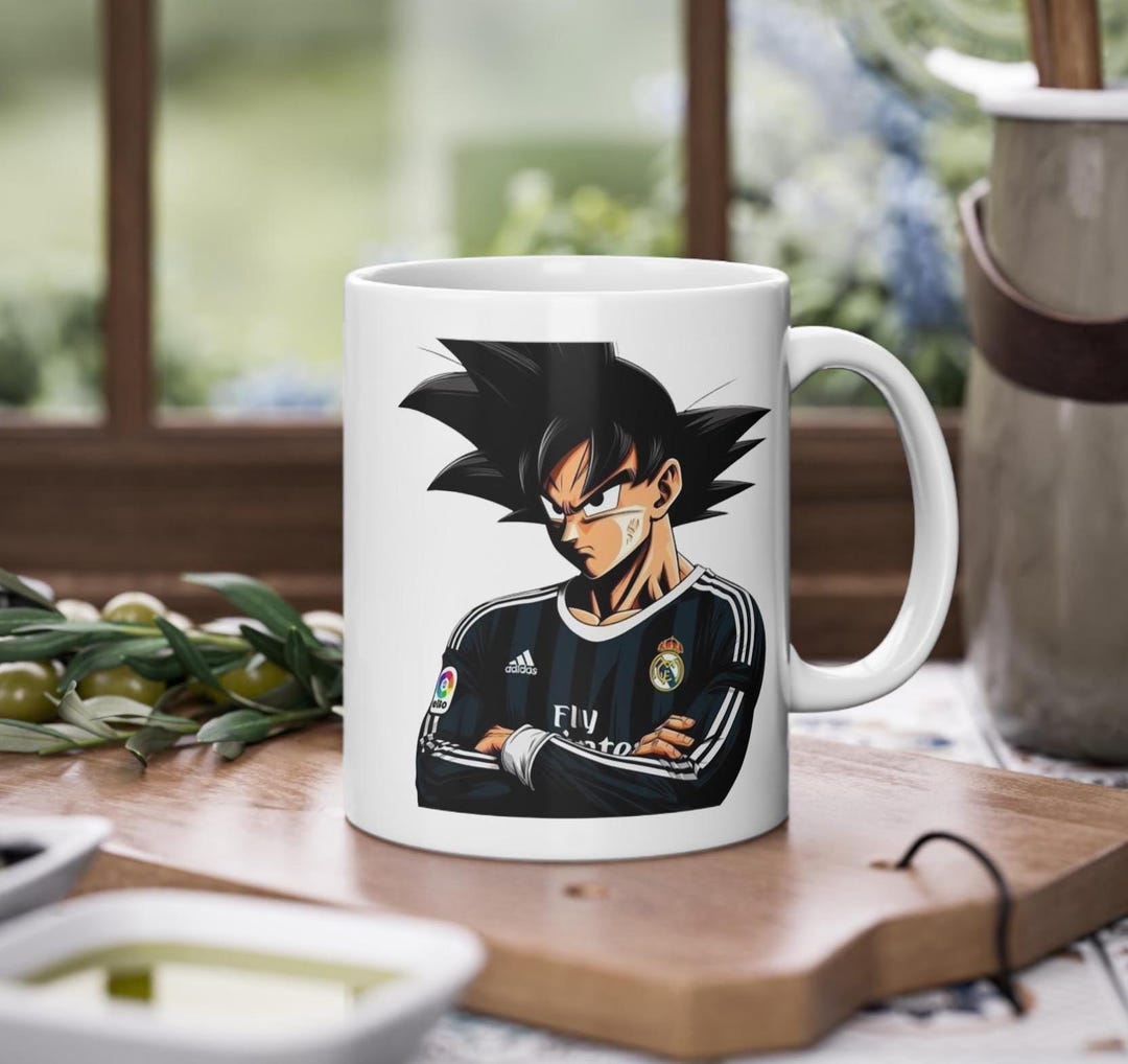 Dragon Ball Z Real Madrid Mug, Goku in Football Outfit, Gift for Real ...