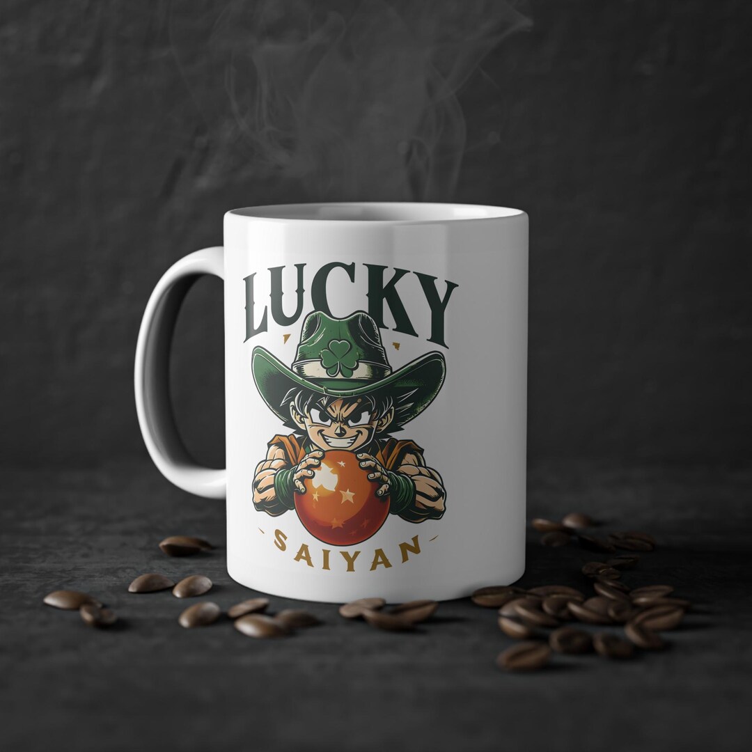 Lucky Saiyan Mug, St. Patrick's Day Anime Cup, Dragon Ball Z Gift, Fun ...
