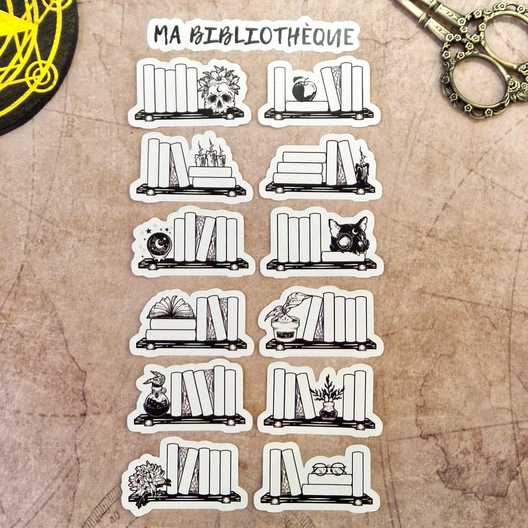 Set of 12 Large Monthly Book Tracker Book Stickers for Your Planner ...