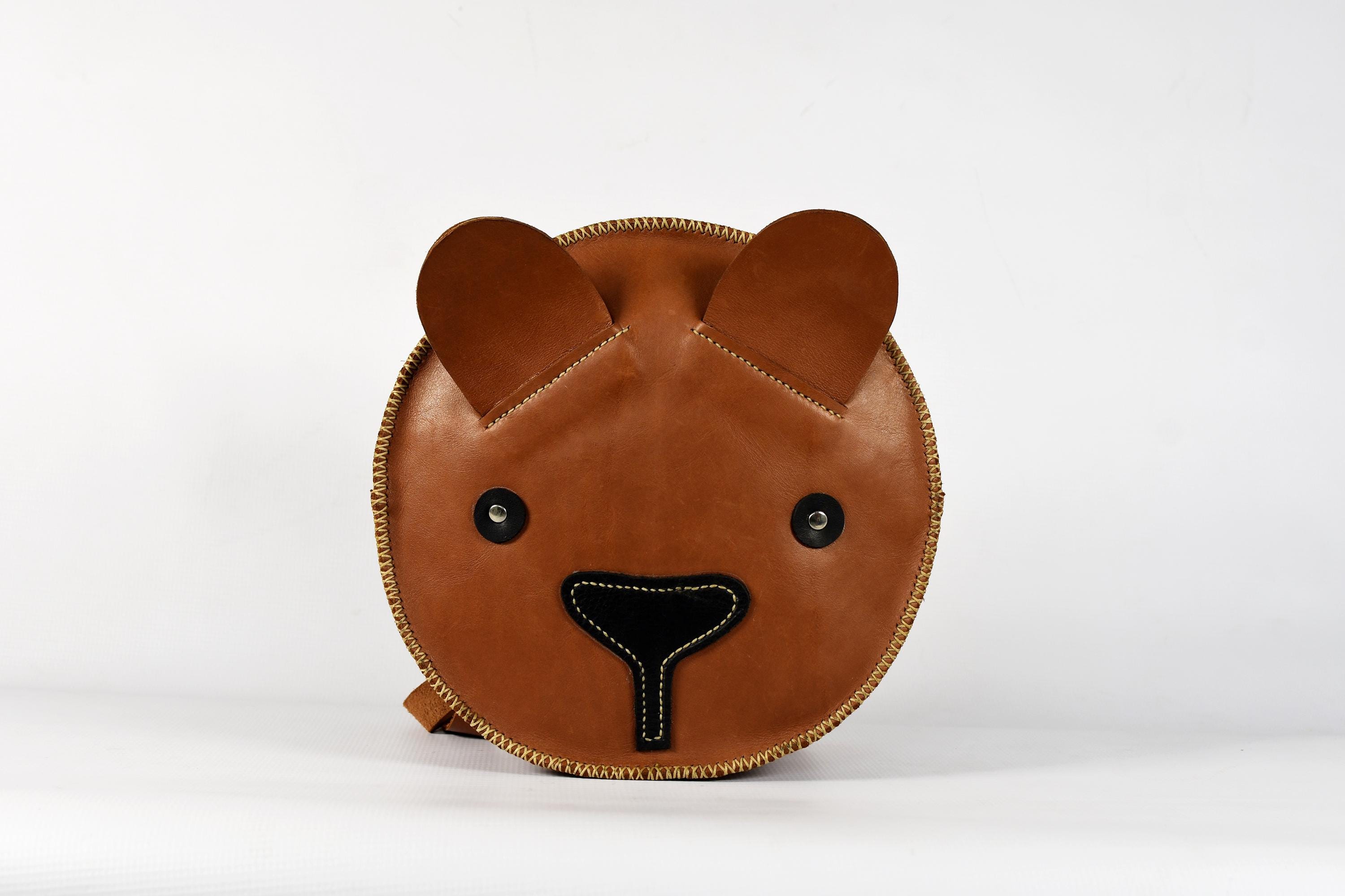 Personalised Kids Leather Backpack – 3D Bear Full Grain – Toddler ...