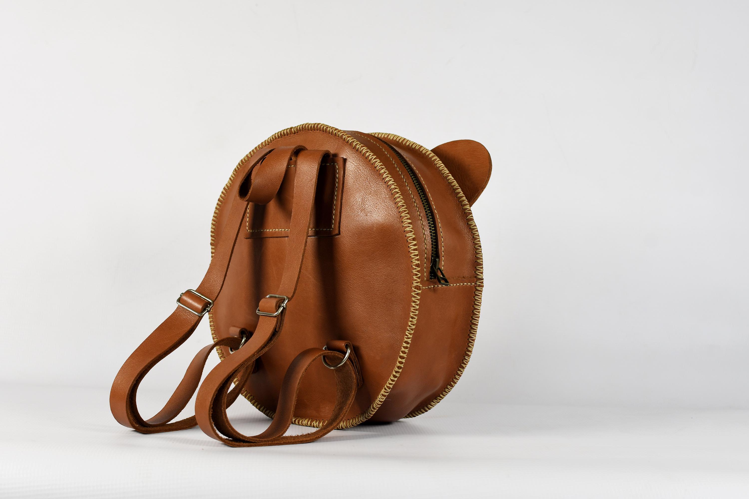 Childrens Bear Backpack, Cute Animal Rucksack, Full Grain Leather Small ...
