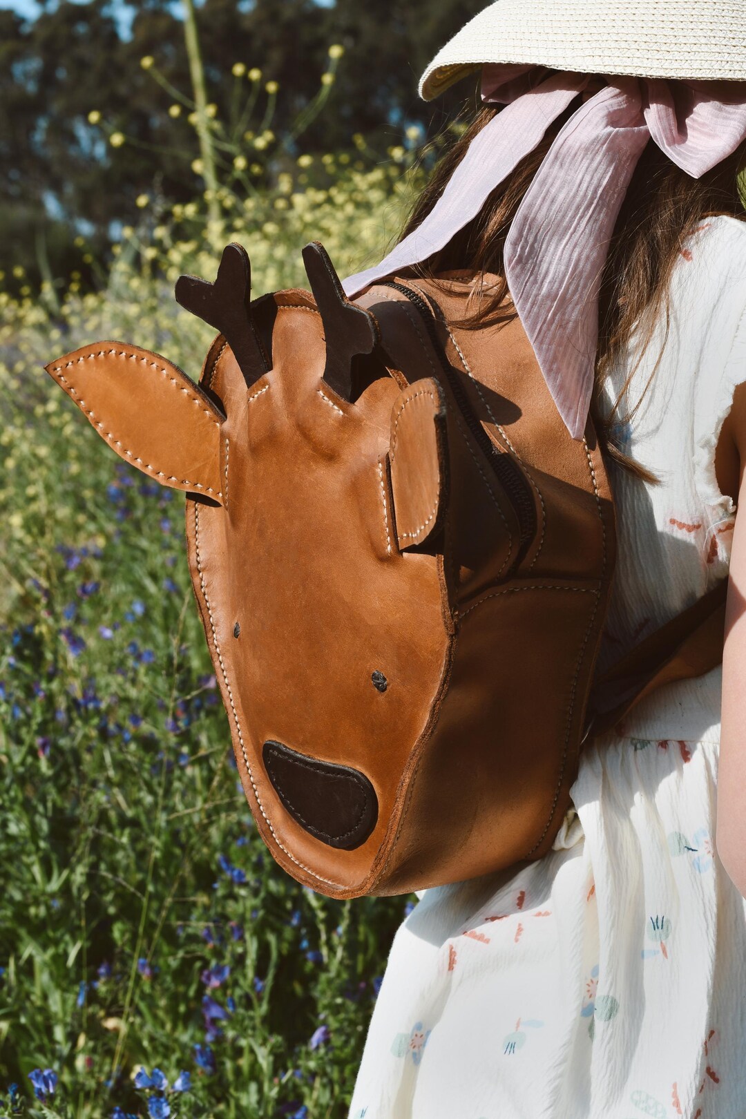 Kids Reindeer Leather Backpack – Full Grain 3D Reindeer Toddler ...