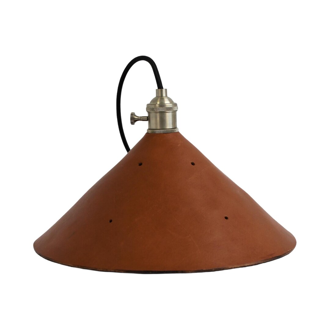 Handmade Leather Pendant Light – Rustic Hanging Lamp – Full Grain ...