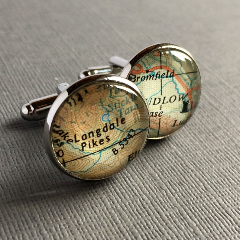 Personalised Map Cufflinks for Bronze Anniversary or Best Man | Etsy
