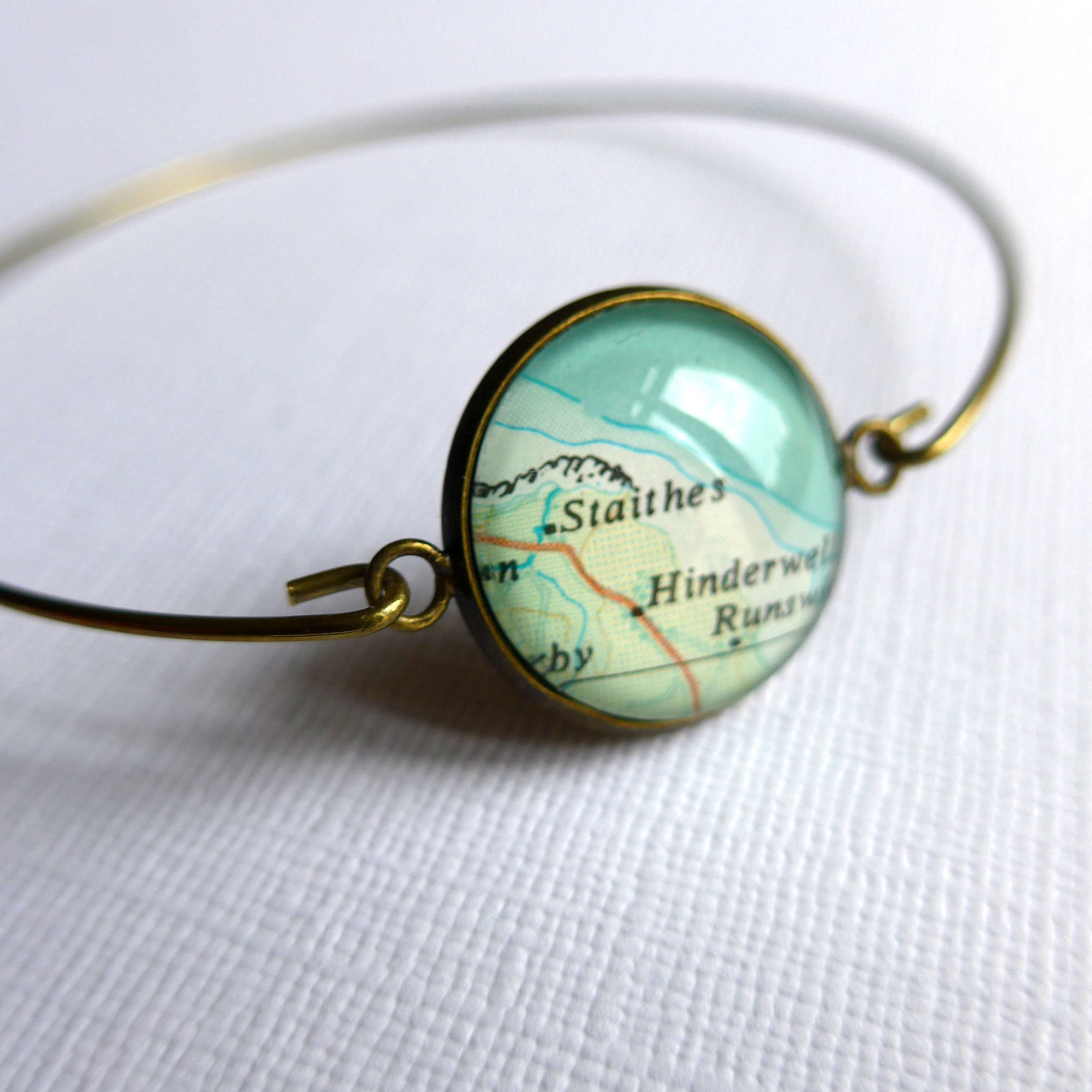 Personalised Map Bracelet, Silver Plated Delicate Bangle, Minimal ...