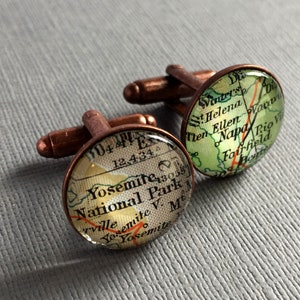 Personalised Map Cufflinks for Bronze Anniversary or Best Man Unique ...