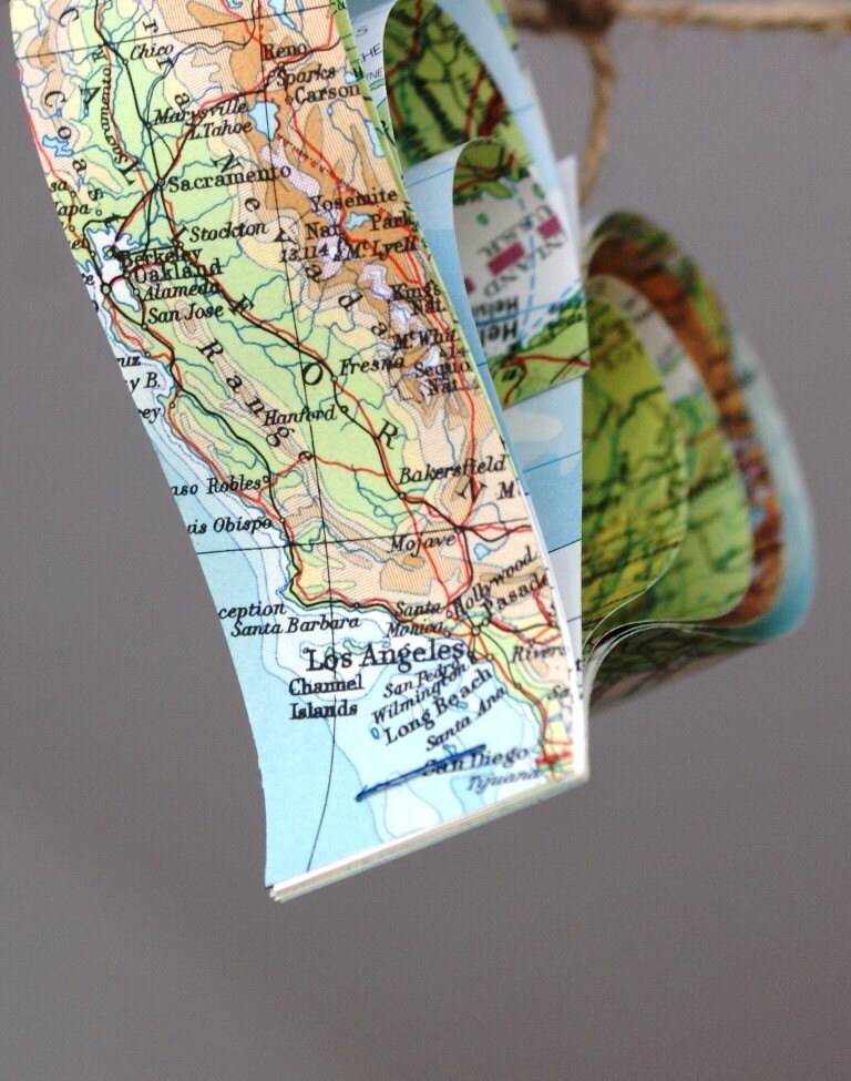 Multicoloured Garland Maps Geographical Geometric Hearts - Etsy