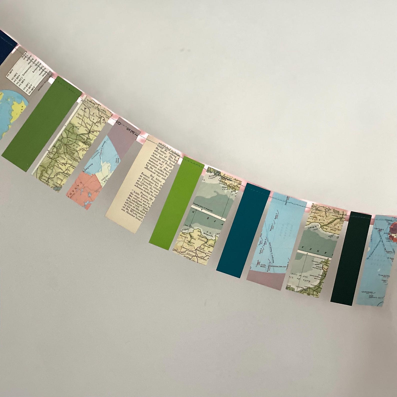 Blue Green Bunting, Paper Maps, Travel Themed - Etsy