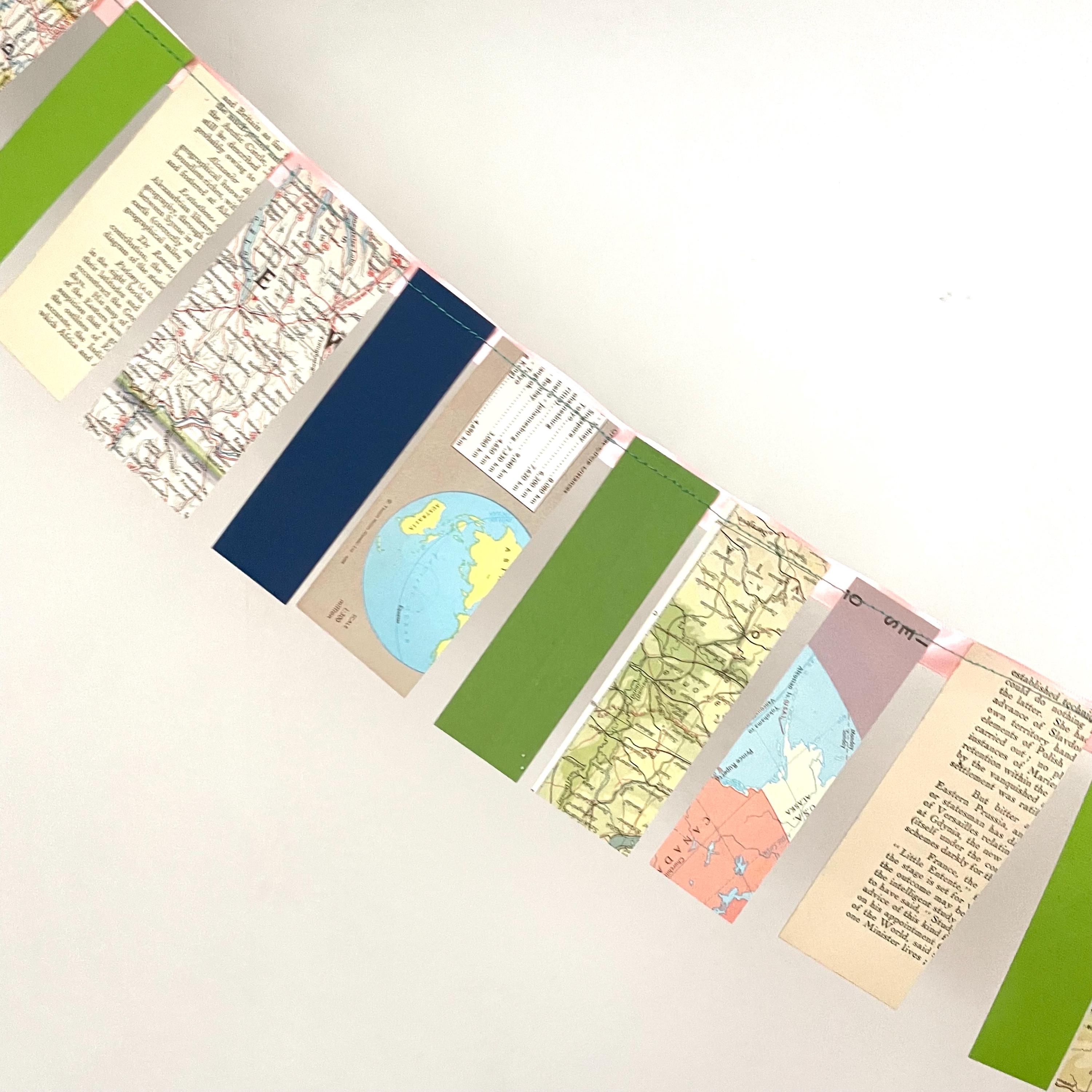 Blue Green Bunting, Paper Maps, Travel Themed - Etsy