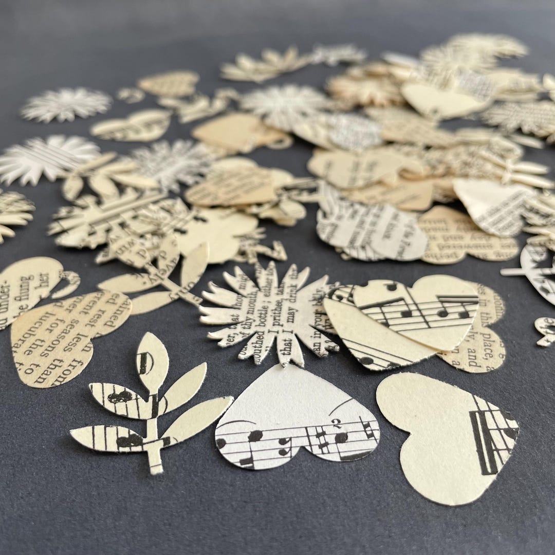 Mixed Shapes Confetti, Repurposed Books, Wedding Decoration, Table ...